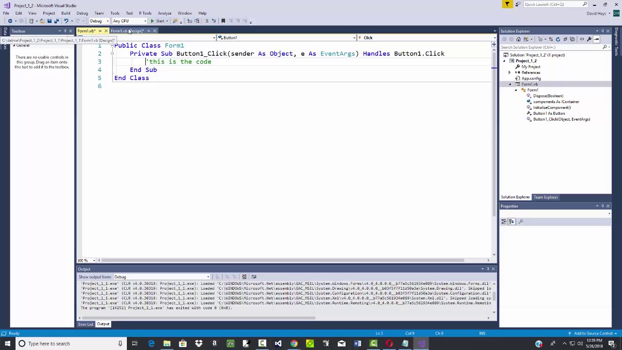 Visual Basic Programming - Viewing Code / Forms
