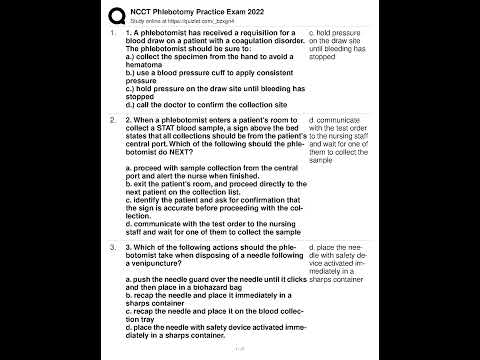 Ncct Phlebotomy Practice Exam 2023 2024 Complete Solution Rated A