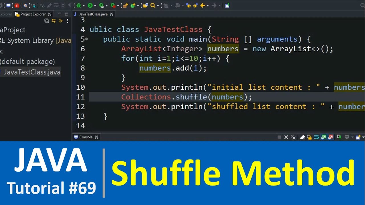 Java Tutorial #69 - Shuffle Collections using Shuffle Method (ArrayList)