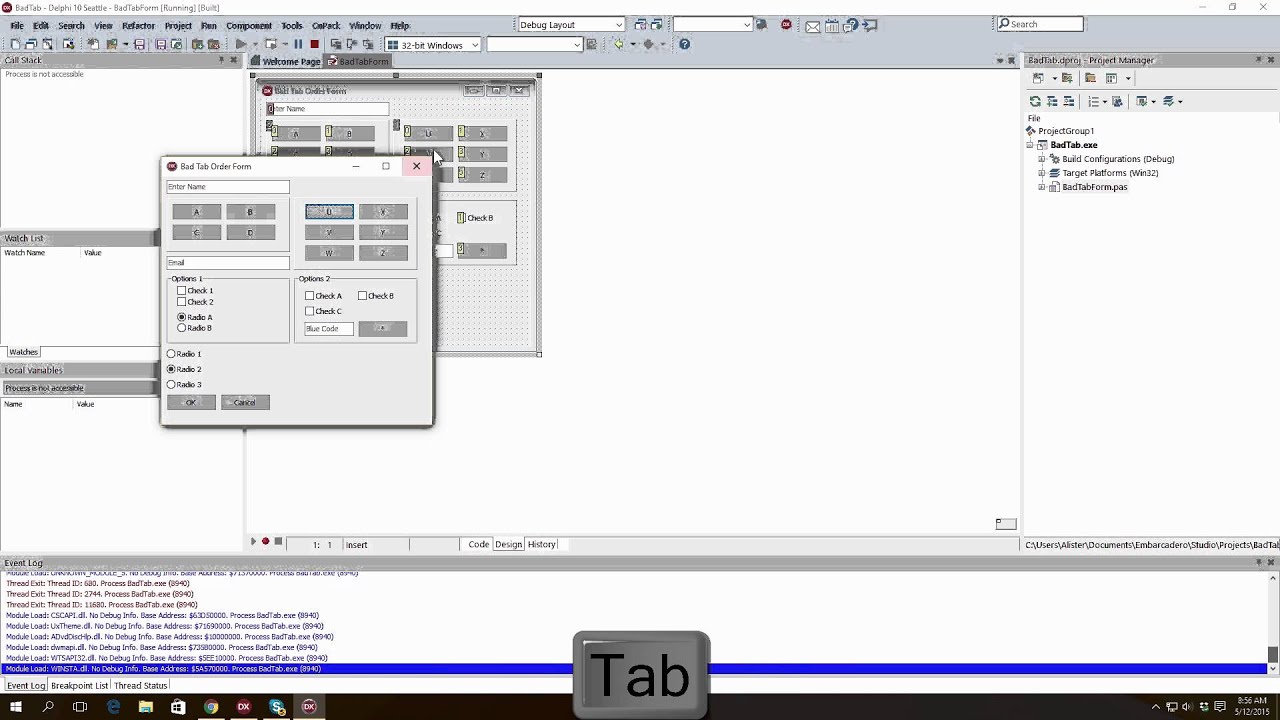 Delphi Tutorial #112 - Tab Order