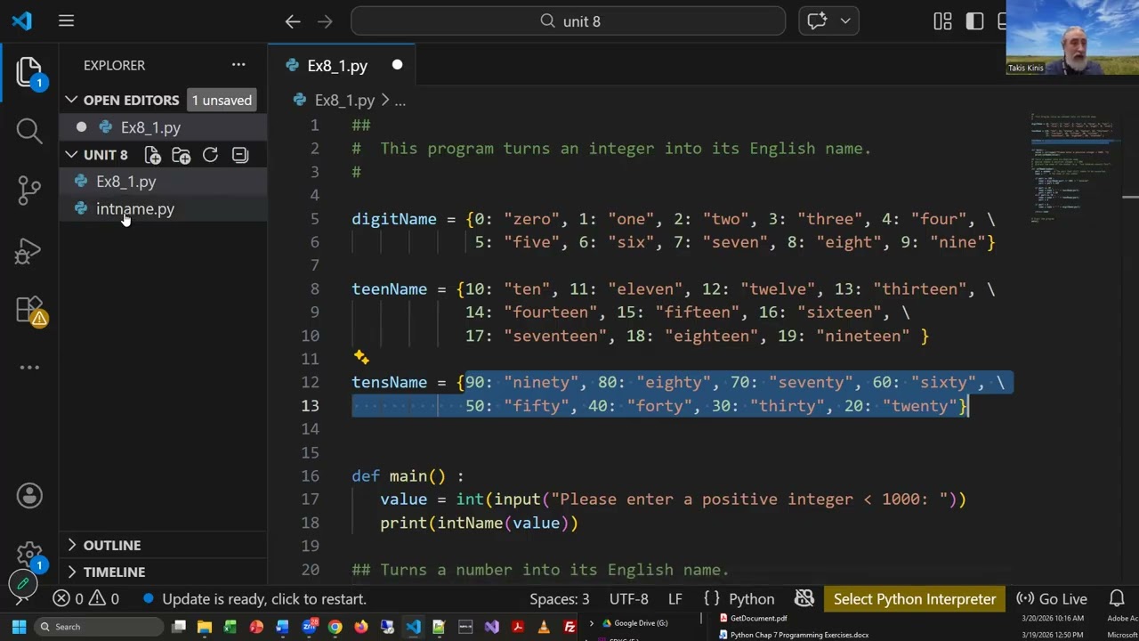 Python - Unit 8 - Exercise Completion - Sets and Dictionaries - Spring 2026