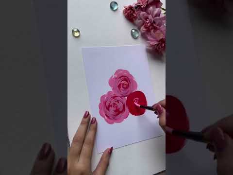 Easy Rose Flower Painting???? #shorts #youtubeshorts #acrylicpainting