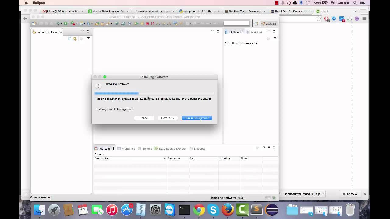 Selenium Python Tutorial - installing pydev plugin mac
