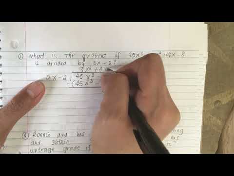 What is the quotient if 45x^3-3x^2+14x-8 is divided by 5x-2?