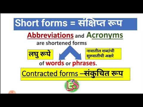 Basics of shortforms _Abbreviations ,Acronyms, Contractions TET (PES Modern Girls Highschool Pune-5)