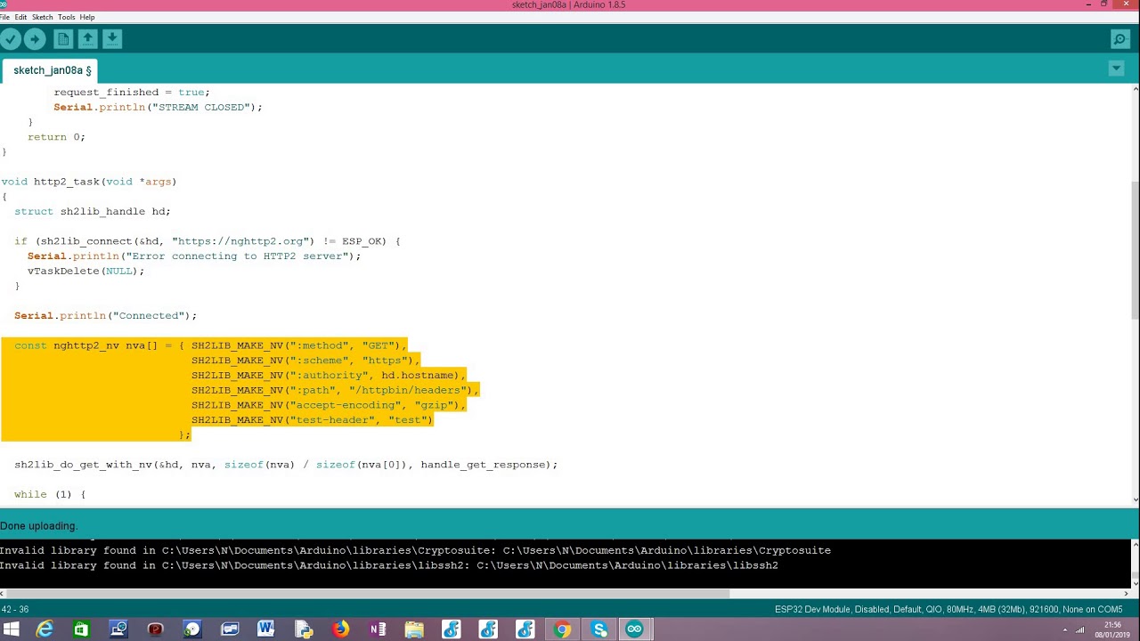 ESP32 HTTP/2: Add headers to GET request