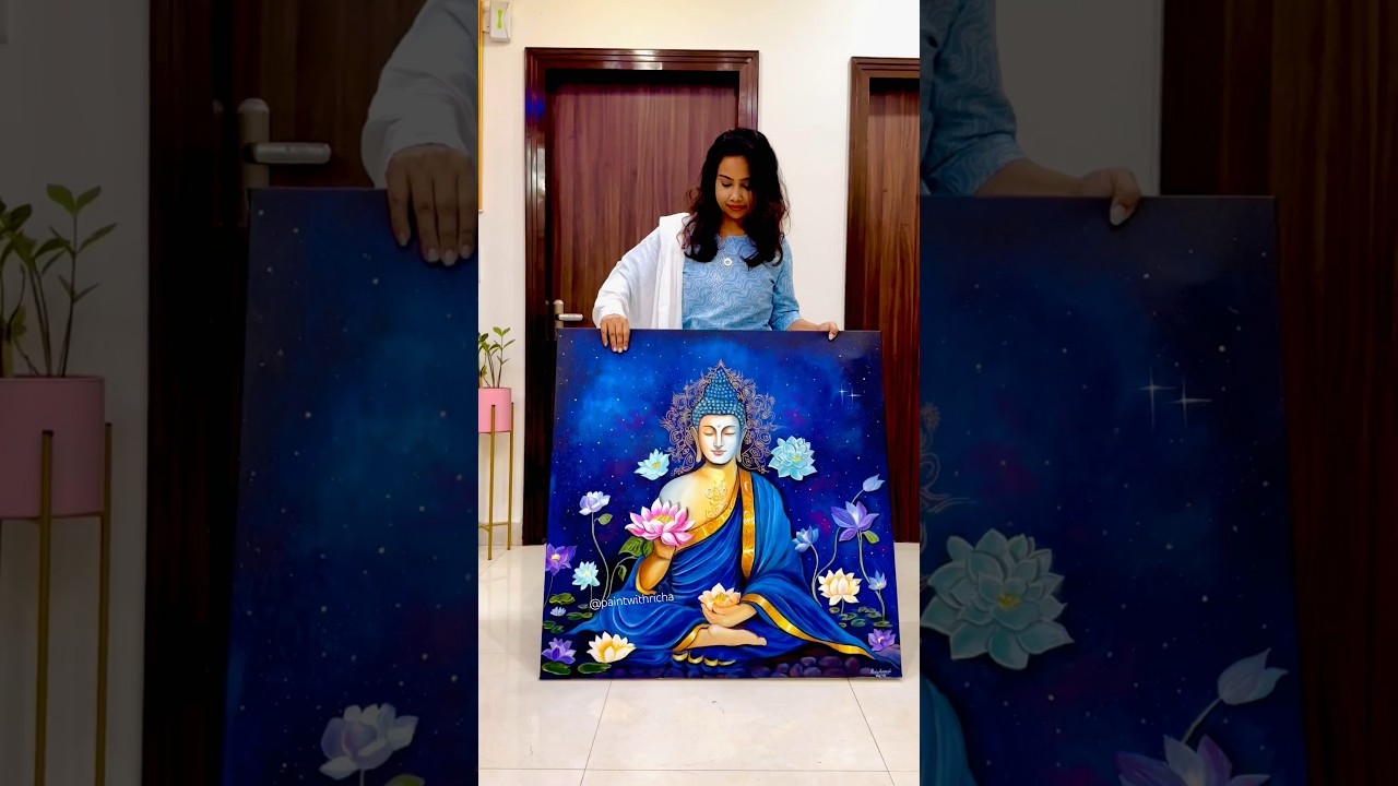Buddha painting #paintingshorts #shortsvideo #buddha #homedecor #buddhapainting #canvaspainting#art
