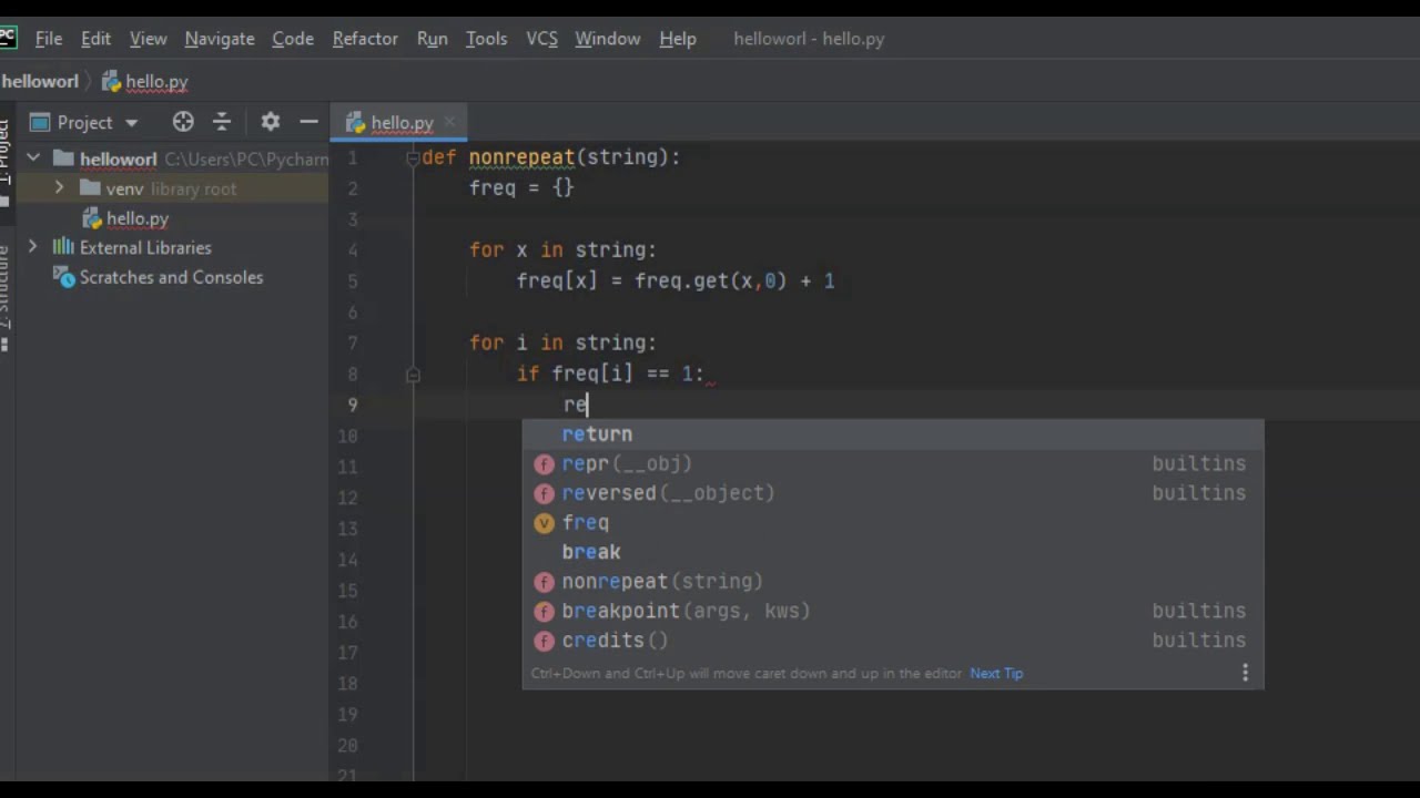 Python - First Non-Repeating Character