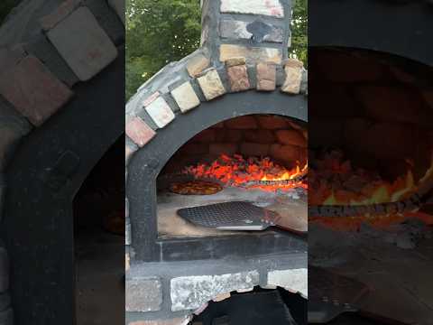 Making Pizza on Wood Fired Brick Oven 🪵🔥 #pizza #cooking #outdoors #woodfiredpizza #oven