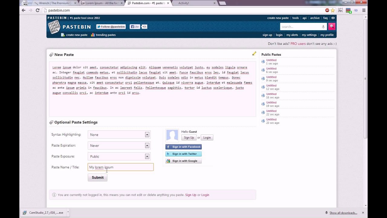 Pastebin tutorial