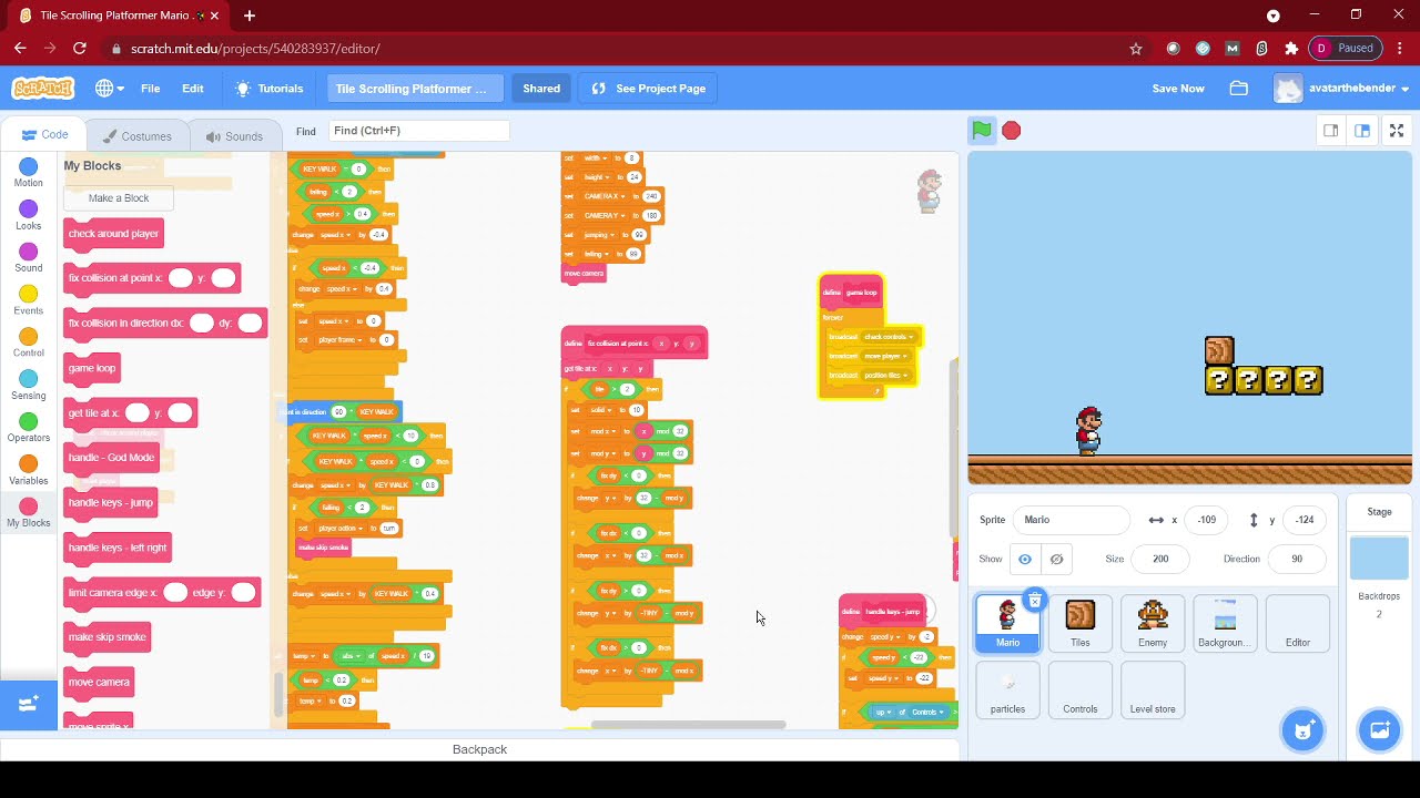 Tile scrolling platformer Dipansh video time