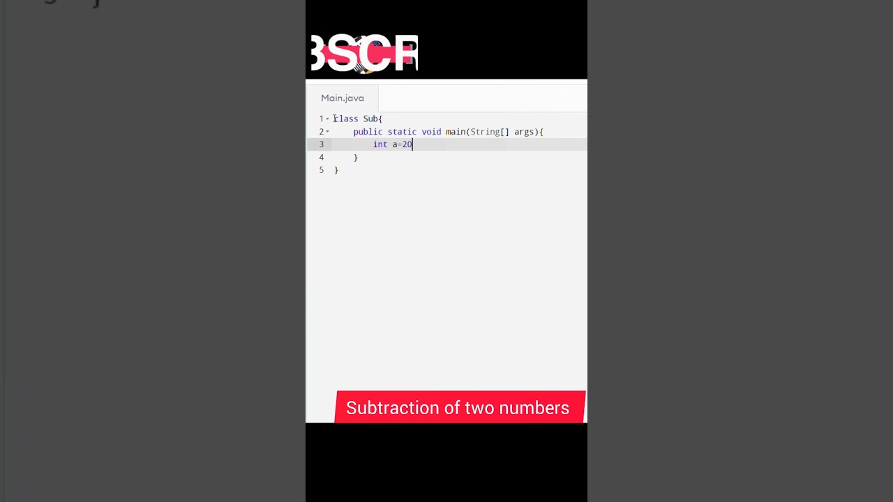 Subtraction of two numbers in java #java #javaprojects #shorts #motivation