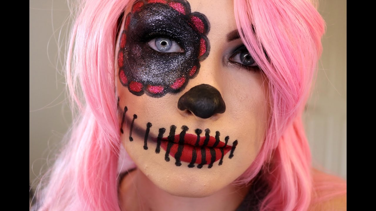 Glitter Sugar Skull Halloween Makeup Tutorial