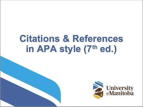 Citations and References in APA Style (7th ed.)