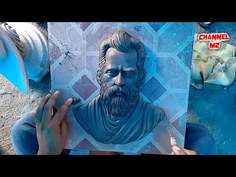 Relief art | Face Sculpture Carving on ceramic tile | Relief Work