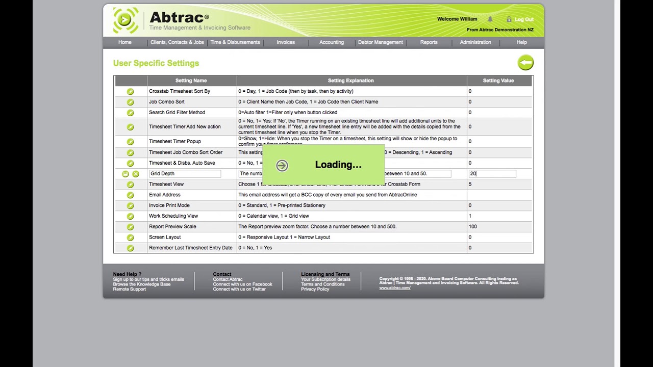 Abtrac Quick Tutorial:- Grid Layout and User Control Settings