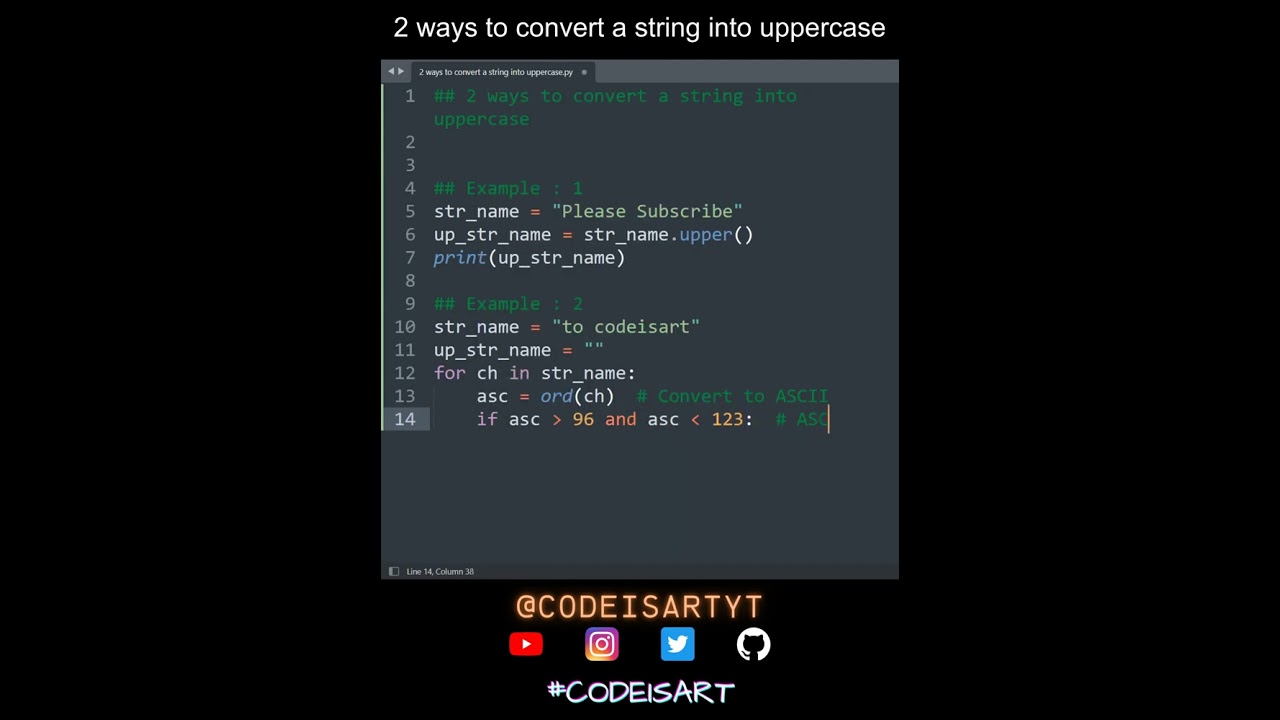 2 ways to convert a string into uppercase in Python | Python Examples | Python Coding Tutorial