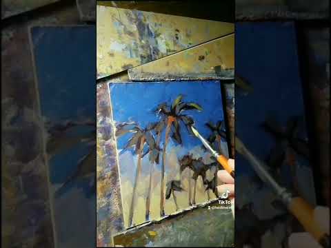 Painting Palm Trees. Original Oil Paintings. Heidi Malott