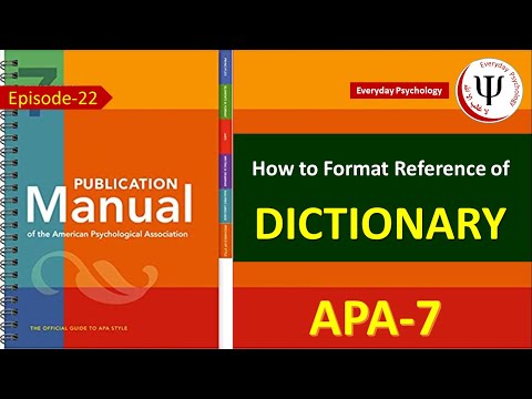 How to format Reference of Dictionary in APA 7?