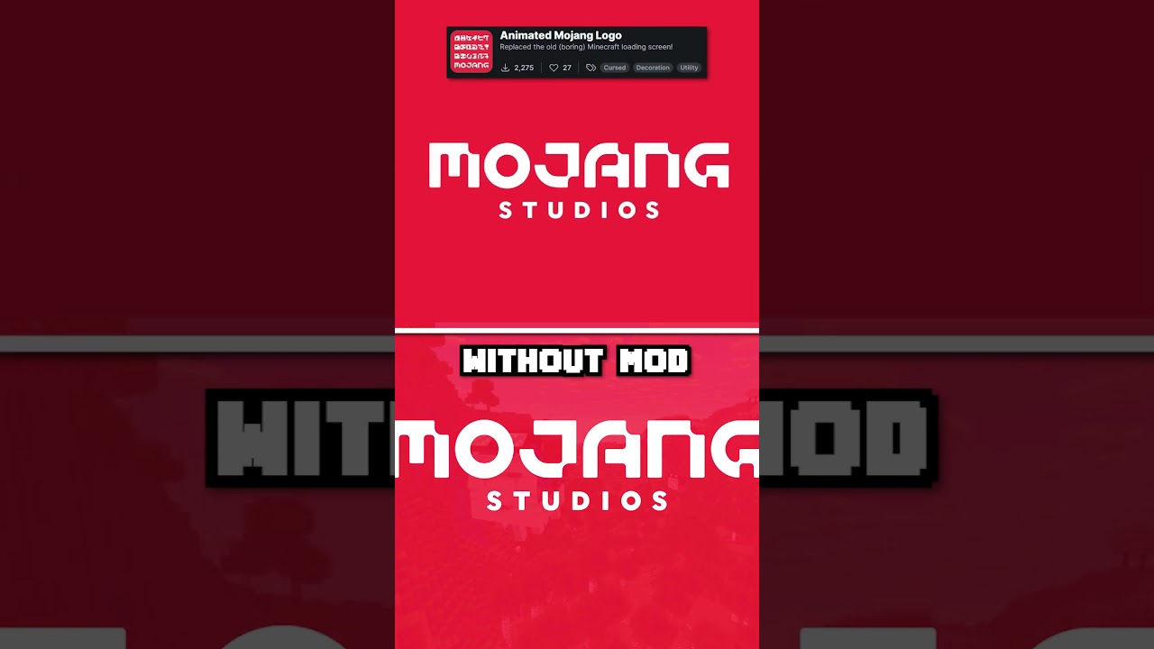 Minecraft: Animated Mojang Logo vs Without Mod #shorts