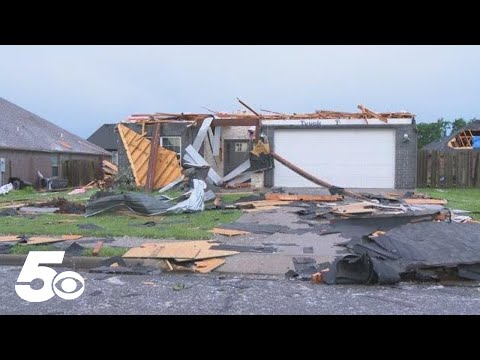 Latest News | Storm damage in Highfill rips open roofs, throws debris