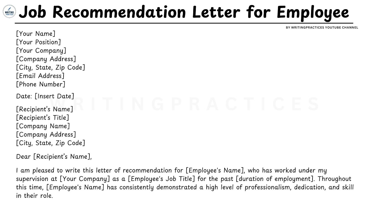 [LETTER TEMPLATE] How to Write Job Recommendation Letter for Employee Steps Guide | WritingPractices