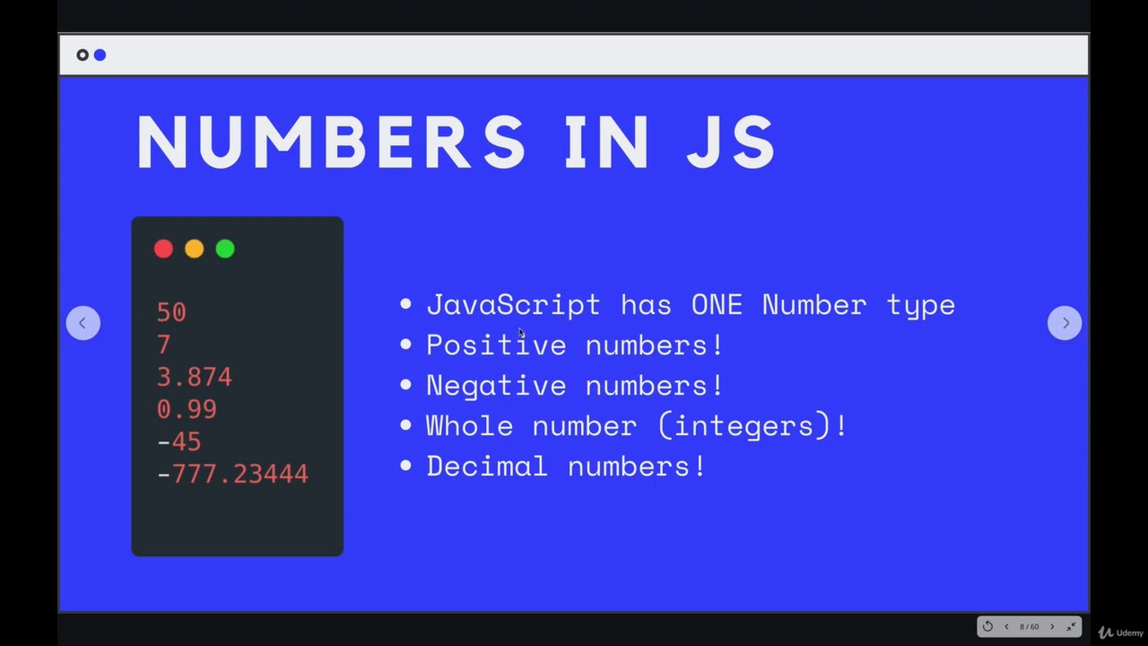 JS values and variables: Introducing Numbers --The Modern JavaScript Bootcamp
