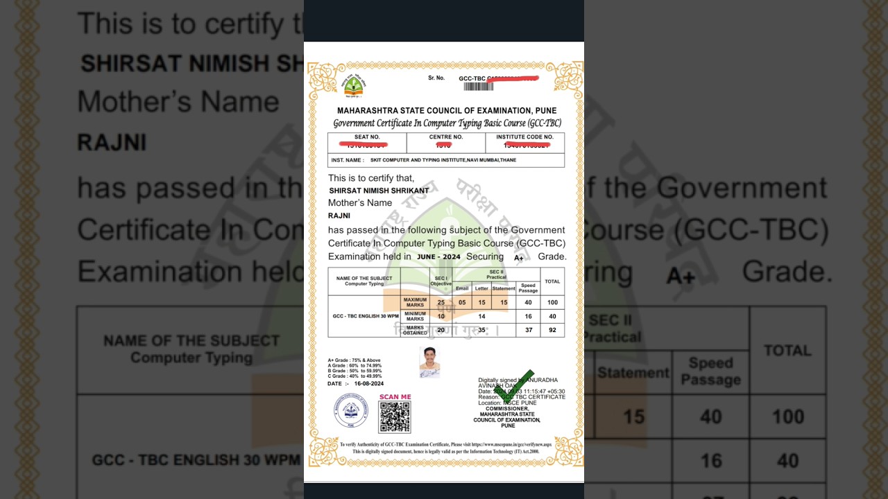 GCC-TBC Result June 2024. Certificate# Collect from Institute. Contact Institute #gcctbc #gcc #