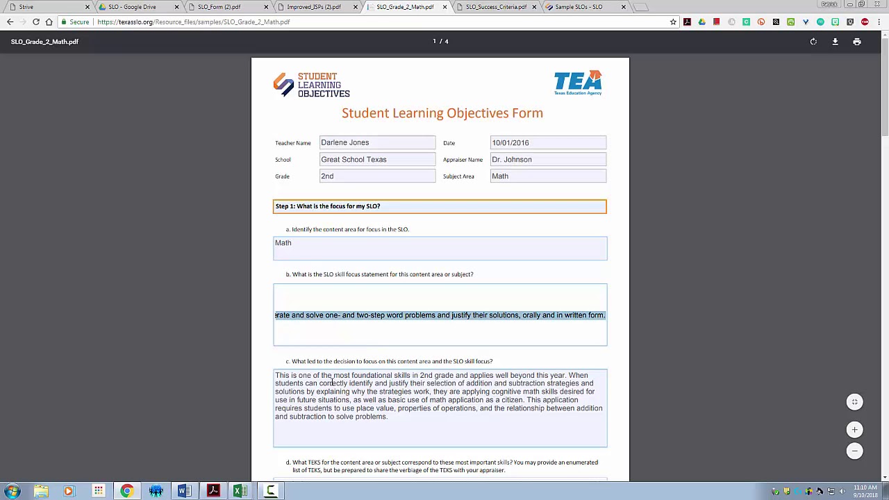 Student Learning Objective (SLO)