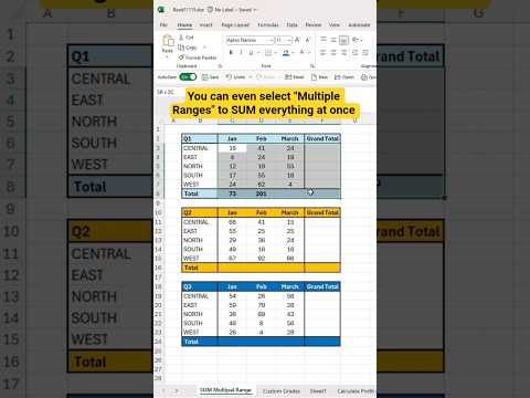 Multiple ranges to SUM everything #excel #exceltips #excelformula #excelshortcuts #exceltricks
