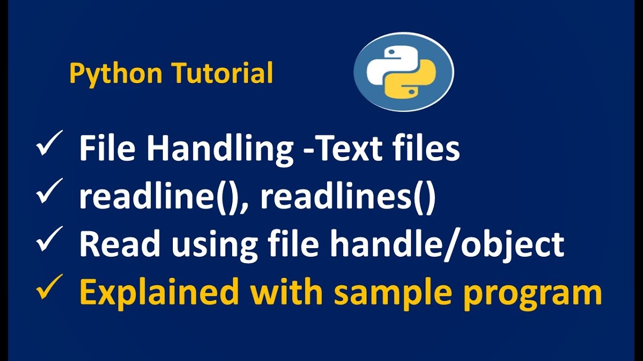 #Python File Handling Tutorial | Text Files | Read operation-2|| readline() ,readlines() function