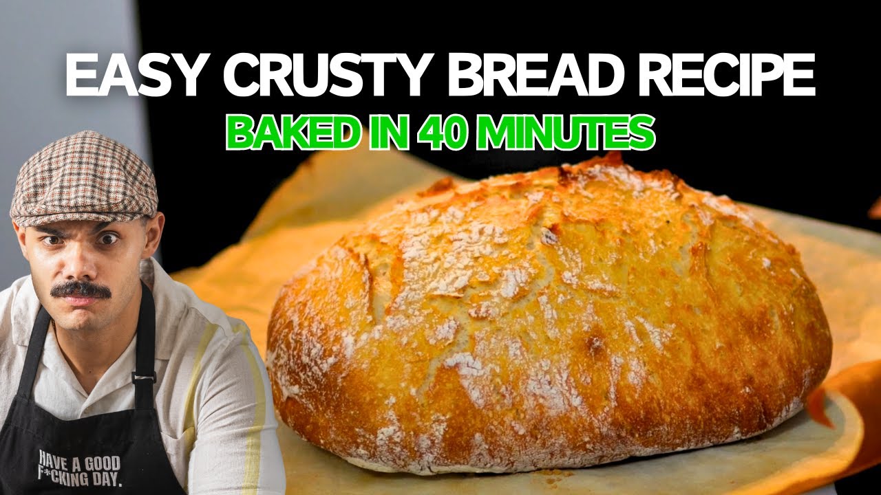 The Easiest Crusty Bread Recipe (4 INGREDIENTS)