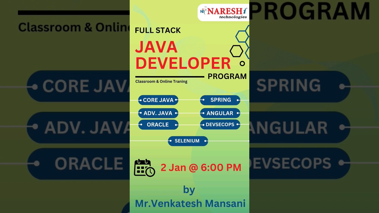 New Batch for Full Stack Java Developer at 6.00pm | Mr. Venkatesh Mansani