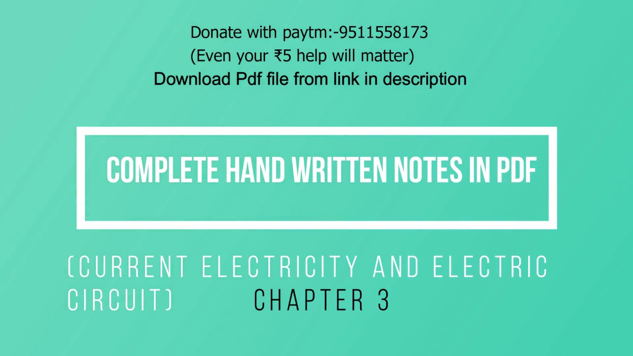 Current Electricity Complete pdf notes (chapter 3)