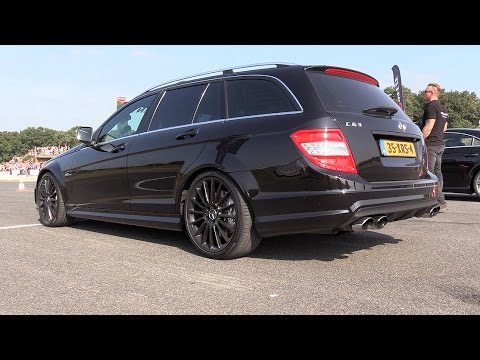 Mercedes C63 AMG Estate w/ Straight Pipes - DRAG RACING!