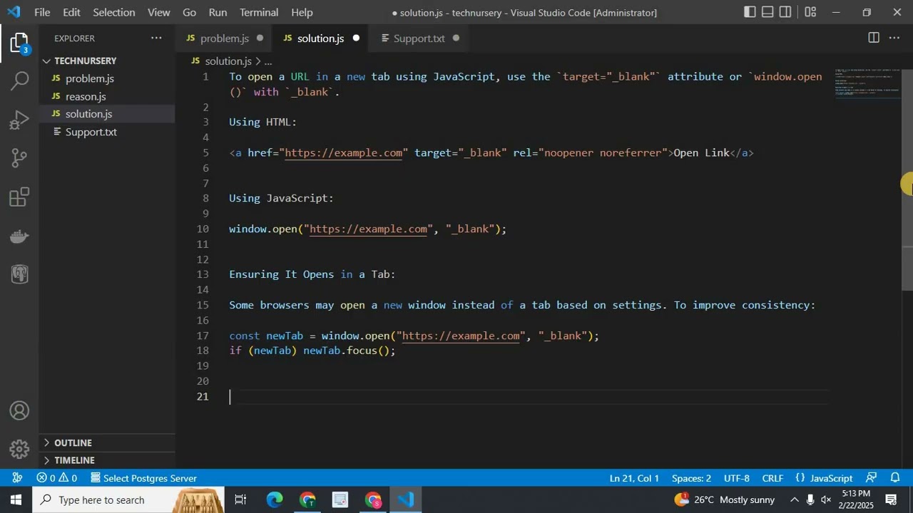 How to Open a URL in a New Tab Using JavaScript & HTML