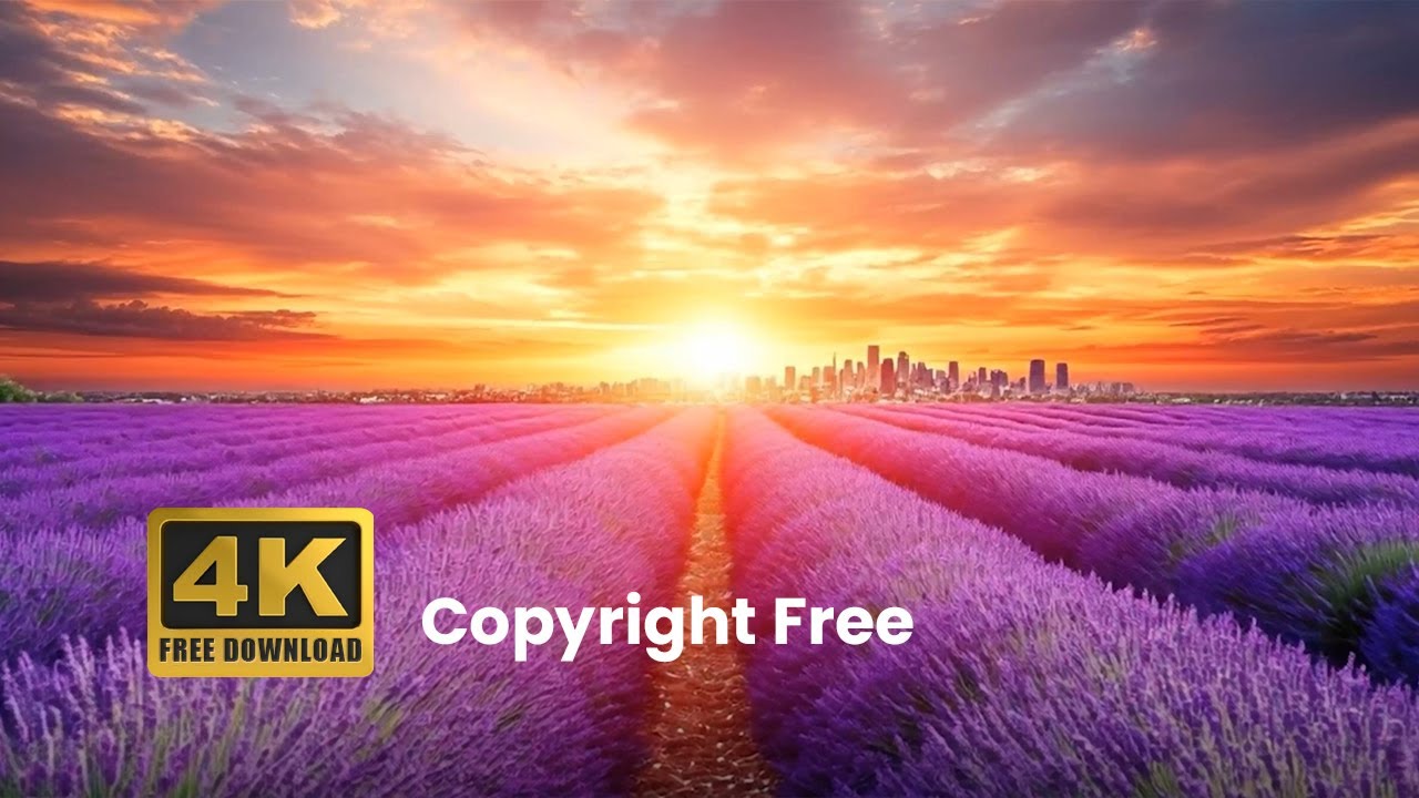 Stunning Lavender Fields at Sunset with City Skyline  Nature & Urban Beauty