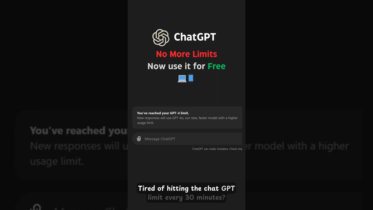 Bypass ChatGPT Limits! 🔓 Get UNLIMITED AI FREE 🚀 (Gemini, Claude, Grok & No Ads!) #shorts