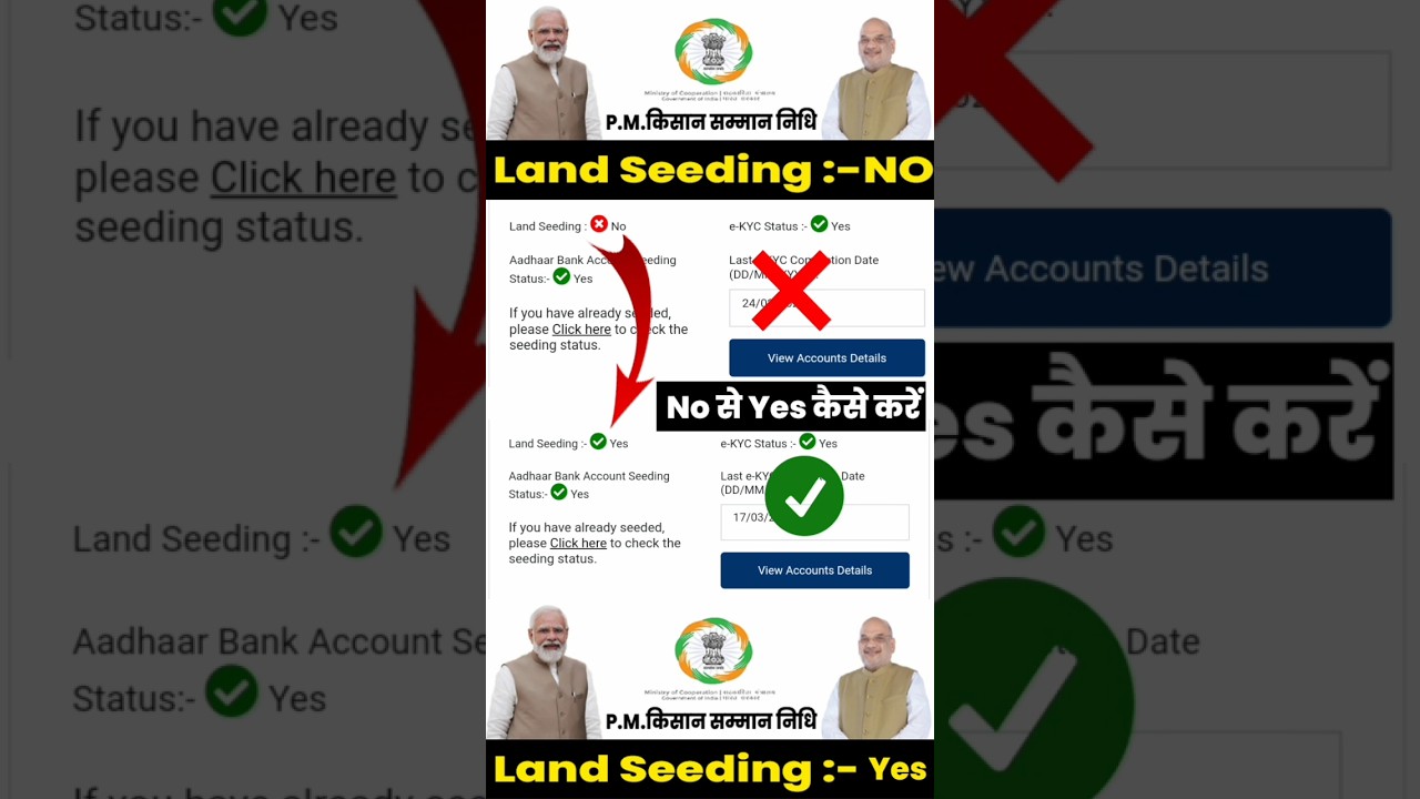 Pm किसान Land Seeding😭No है,कैसे Yes करें || #shorts #viral #trending #shortfeed #youtubeshort