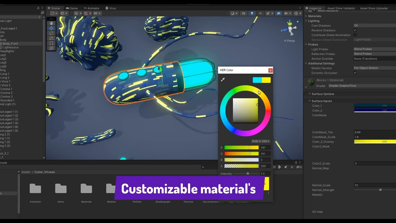 Sci-Fi Cyber viruses 3D animated model for unity | Unity asset store #gameassets #3danimation