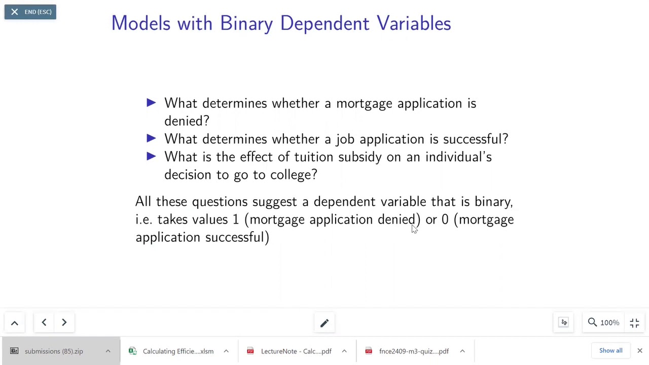 8.1   Models with Binary Dependent Variables