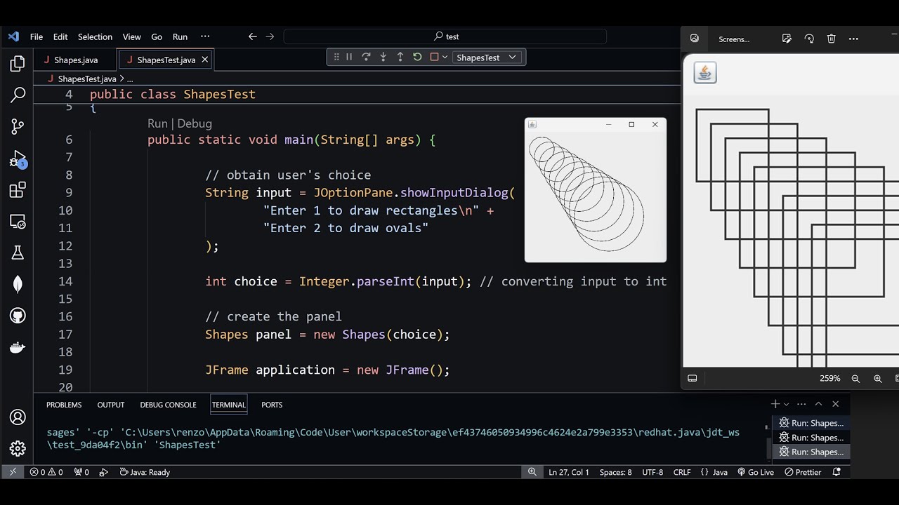 GUI and Graphics Case Study: DrawingRectangles and Ovals - Java