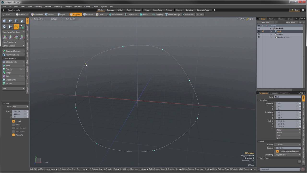 MODO 10 Quick Clip -- Auto Close Curve
