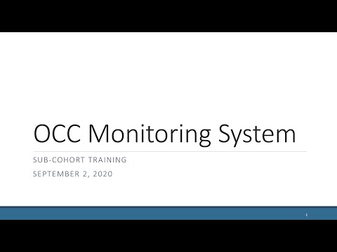 OCC Monitoring Sub-Cohort Training - September 2020