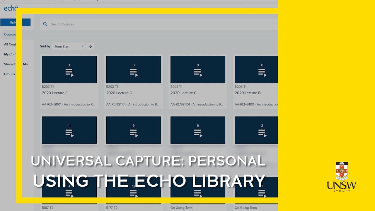 Echo360 Universal Capture - Using the Echo Library