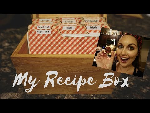 RECIPE BOX SETUP WITH EASY DIY RECIPE CARDS AND DIVIDERS FROM ETSY.COM