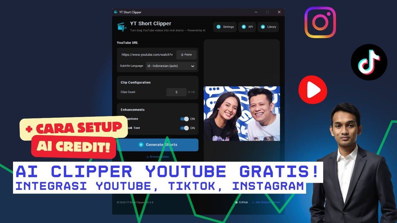 YT Short Clipper Integration to Instagram, TikTok & YouTube via Repliz + How to Setup AI API Key