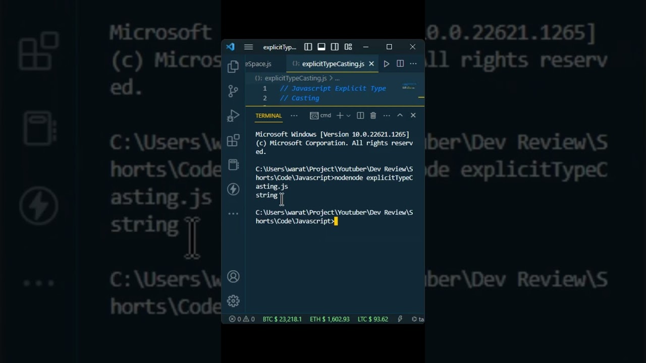 Javascript | Explicit Type Casting   #shorts