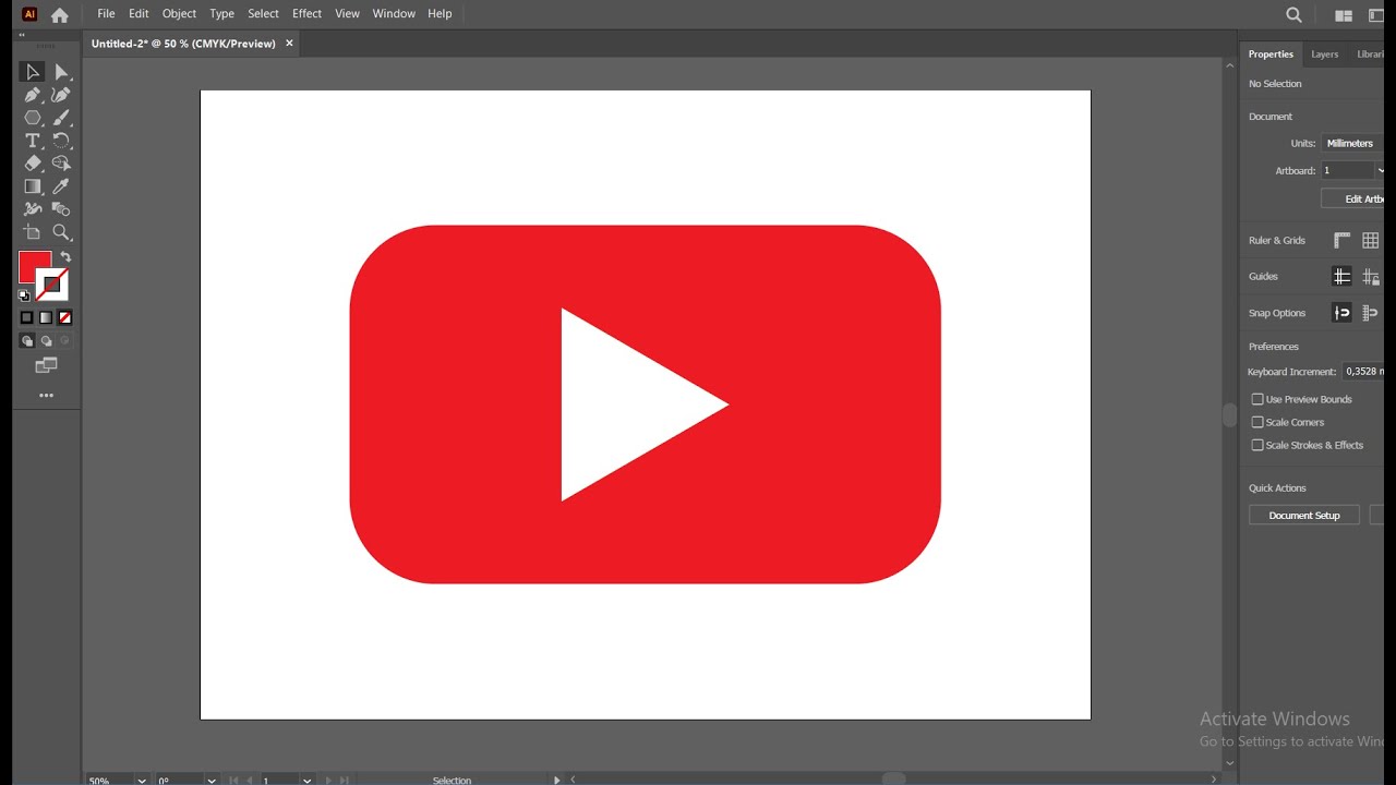 creating YouTube logo in 1 min. in Adobe Illustrator