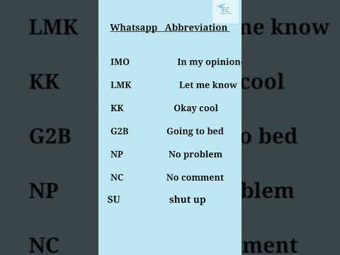 WhatsApp chatting /shorts form of words for chatting/chatting short words /chatting words